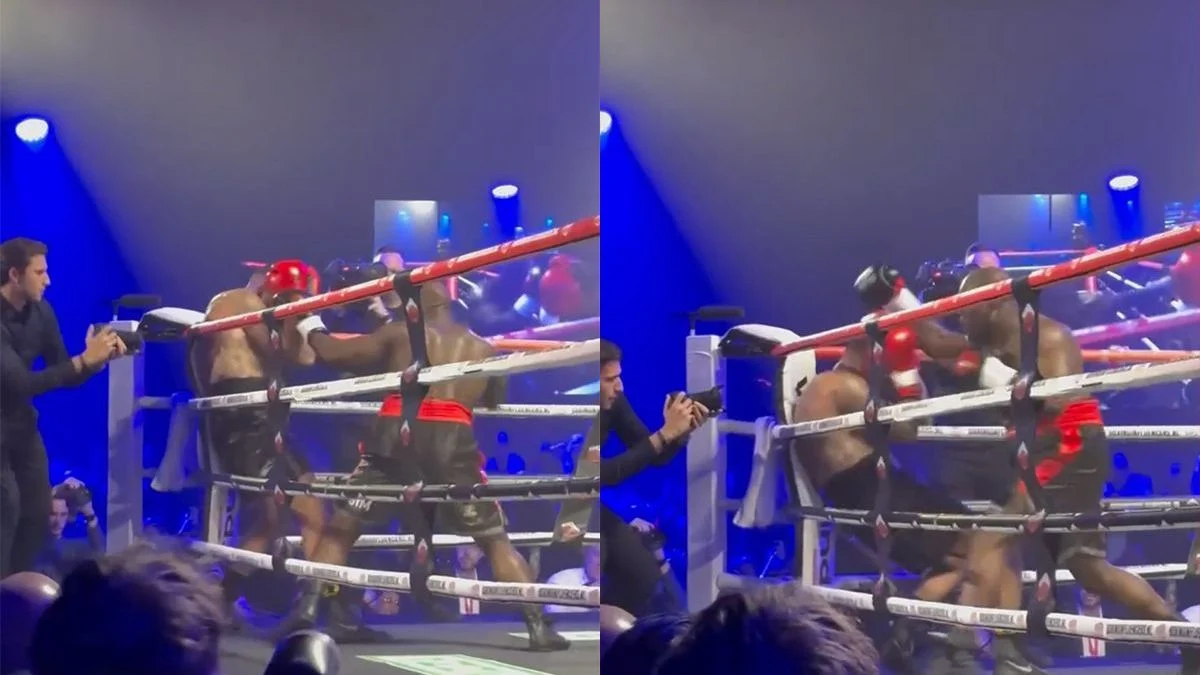 Melvin Manhoef slaat Dave Roelvink naar de grond in tweede ronde ...